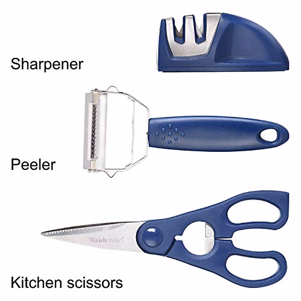 Wanbasion 16 Pieces Kitchen Knife Set Dishwasher Safe, Professional Chef Kitchen Knife Set, Kitchen Knife Set Stainless Steel with Knife Sharpener Peeler Scissors Acrylic Block
