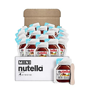 Nutella Chocolate Hazelnut Spread Mini Snack Pack to Go. Perfect Portion Control (Just ½ Oz) 80 Calories per Single Cup. ATREVO Bundle + 20 Eco-Friendly Wooden Spoons (20 Pack). Back to School Snacks.