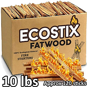 Eco-Stix Fatwood Fire Starter Kindling Firewood Sticks Bulk Packaged Firestarters 100% All Natural Resin Ocote Pine 10 Lbs