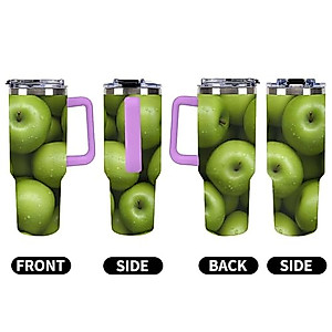 Green Apples Water Drop 40 Oz Car Cup Stainless Steel Travel Mug Leak-Proof Insulated Tumbler with Handle Violet-style