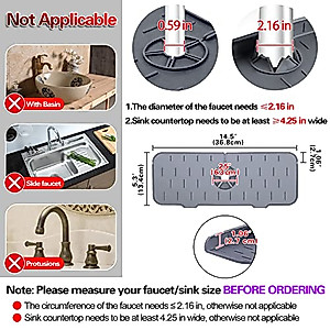 Kingmall Silicone Faucet Mat, Silicone Faucet Drip Catcher for Kitchen Faucet Drip Catcher Sink Faucet Mat Faucet Splash Guard Bathroom Faucet Water Catcher Mat, Sink Draining Pad Behind Faucet【Grey】