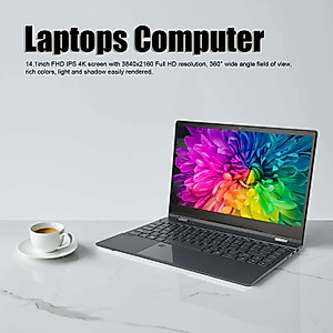 14.1 Inch Laptop Support 4K Four Modes 360 Degree Flip 100-240V 3840x2160 Resolution Laptop 12GB RAM Fingerprint Unlock for Windows 10 11 (US Plug 256GB)