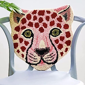 Menglo Tiger Shaped Rug Cute Cartoon Tiger/Lion/Panda Shape Animals Bath Mat Small Area Rug Entrance Door Mats Non Slip Floor Mat Thickened Carpet Decoration for Bedroom Living Room (Pink Panther)