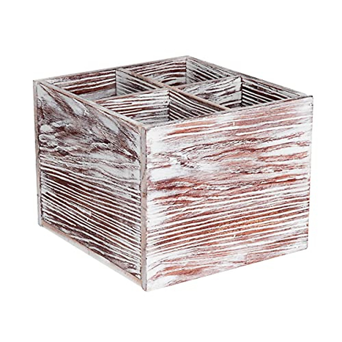 Mind Reader One Tabletop Caddy, Rustic Style, Wood, Brown Utensil Organizer, Size