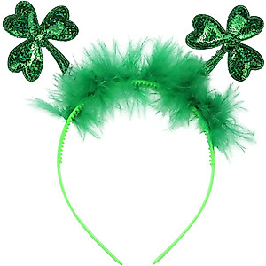 KOLONAMS St.Patrick's Day Headbands Green Shamrocks Hairband with Sequins Glitter Irish Hair Hoop Hat Parade Party Costume Hair Accesories for Saint Patrick's Party Favor Gift Cosplay