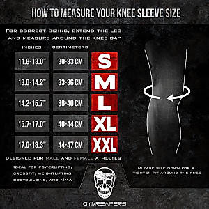 Knee Sleeves (1 Pair) Free Gym Bag - Knee Sleeve & Compression Brace for Squats, Fitness, Weightlifting, and Powerlifting - Gymreapers 7MM Sleeve Pair - For Men & Women - 1 Year Warranty (Large)