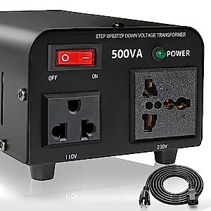 Yinleader 500W Voltage Transformer Power Converter(110V to 220V,220V to 110V) Step Up/Down Converter 110/120 Volt - 220/240 Volt w/US Power Cord,Circuit Breaker Protection (VTUS-500)