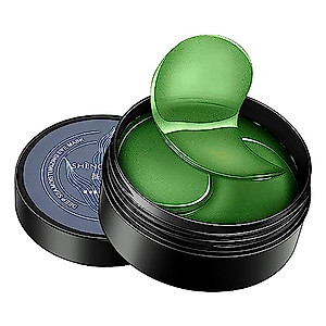 npkgvia 60 PCS Green Tea Under Eye with and Collagen for Dark Circles Puffiness Eye Gel Patch Eye Pad for Wrinkles Eye Bag 10ml Loose Skin (Pink, One Size)