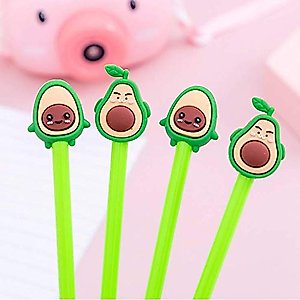 Chris.W 12Pcs Refillable Gel Ink Rollerball Pens from, Green Avocado, 0.5mm Extra Fine Point, Black Ink (Mixed)