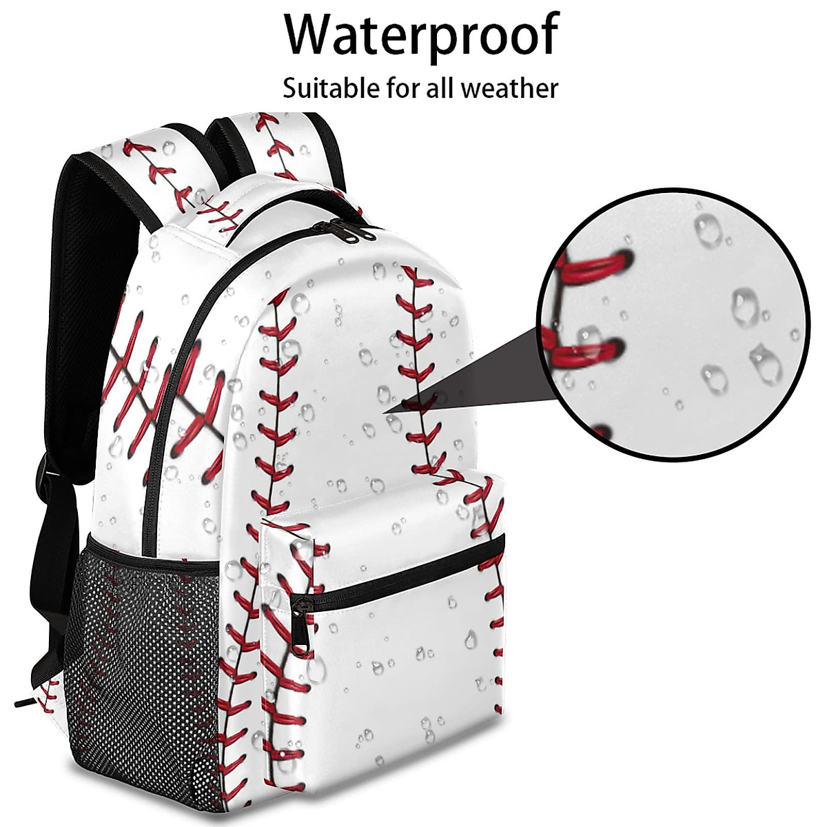 Baseball Ball Print Pattern Large Backpack Rucksack Book Bag 16x11.4x6.9 Inches Travel Hiking School Bag for Adult Boys Girls