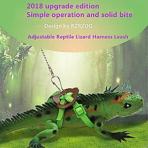 RZRZOO Adjustable Reptile Lizard Harness Leash Multi Color Light Soft Fashion Pet Small Animal，Random Color