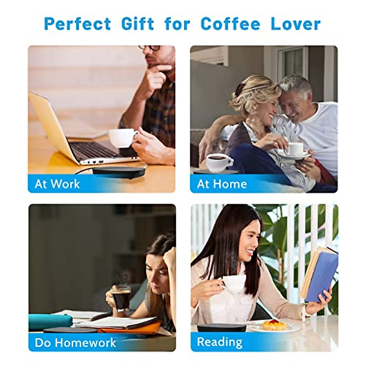 Coffee Warmer Cup Warmer, Smart Coffee Mug Warmer for Desk Home Office Use with 3 Temperature Setting, Beverage Warmer Candle Warmer for Tea, Water, Milk, Coffee Heating Plate