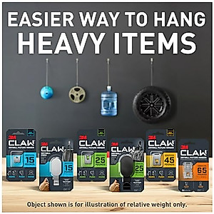 3M CLAW 25 lb. 2 Drywall Black Hooks & 2 Extra Picture Hangers, Heavyweight Hanging Solution for Backpacks, Jackets, Pictures and Room Decor, Cute Wall Hooks - 4 Pack