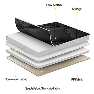 LUCKYMAN CLUB F150 Faux Leather Seat Covers S07-Q2, Fit for 2015-2024 F150 and 2017-2024 F250 F350 F450 Pickup Trucks(Front Pair,Black 2pcs)