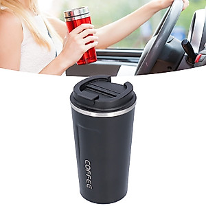 510ML Stainless Steel Insulated Coffee Mug, Coffee Thermos Outdoor with Lid, Vacuum Insulated Office Outdoor Travel Leisure Car Cup(Black)