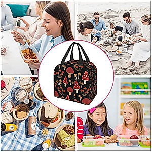 Lunch Bag Red Mushrooms Print Insulated Lunch Box Reusable Lunch Bags Meal Portable Container Tote For Men Women Work Travel Picnic