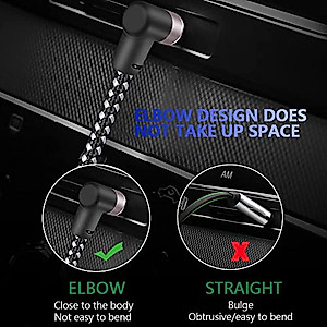 3.5mm Audio Cable 20FT, 90 Degree Right Angle 3.5mm(1/8" TRS) Male to Male Auxiliary Stereo Cable Gold Plated Nylon Braid HiFi Audio Cord for Car, Headphone,iPhones, Tablets