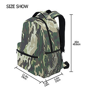 Camo Camouflage Forest Military School Backpack for Teen Girls Boys Lightweight Student Backpack Travel Bookbag Laptop Casual Daypack