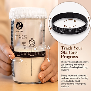 Sourdough Starter Kit, Includes 24 oz Sourdough Starter Jar with Metallic Lid, Silicone Spatula, Feeding Tracker, Extra Thermometer Strips & Breathable Covers – A Perfect Sourdough Bread Starter Kit