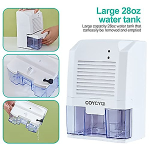 COYCYQI Portable Mini Dehumidifier for Home, RV, Bathroom, Bedroom, Closet, Car, Room, Ultra-Quiet USB Small Dehumidifier with 17oz Capacity, 2200 Cubic Feet (215 sq ft)