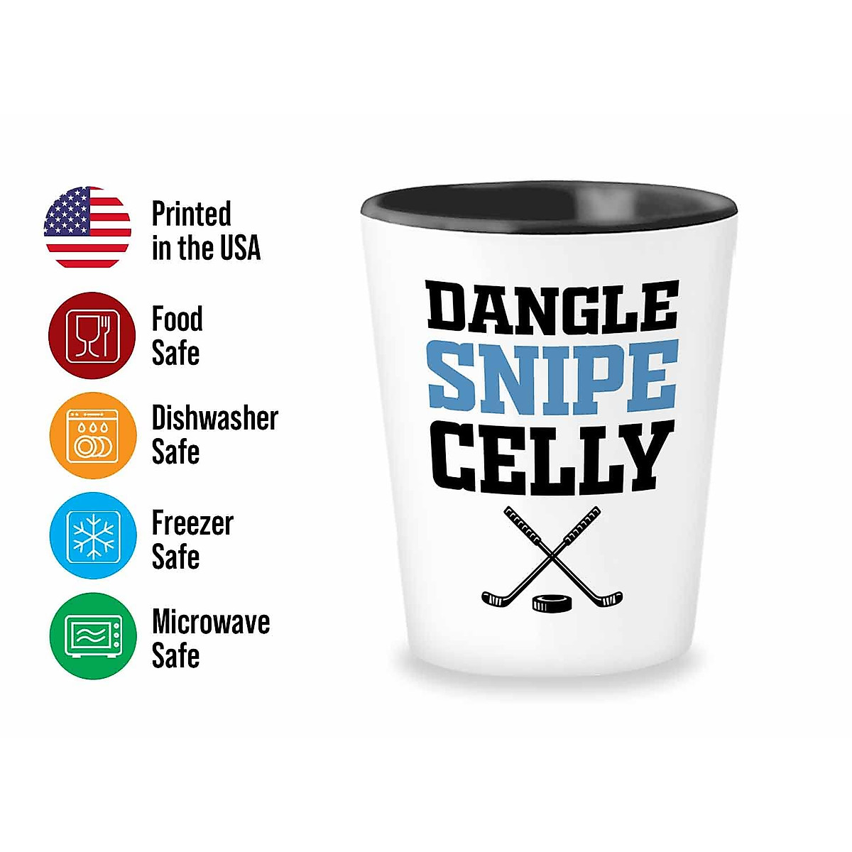 Bubble Hugs Hockey Shot Glass 1.5oz - Dangle Snipe Celly - Funny Hilarious Quote for Ice Hockey Player Coach Fan Hockey Puck Sports Lover