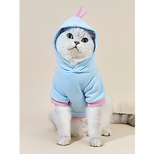 QWINEE Dinosaur Dog Hoodie Dog Warm Jacket Christmas Halloween Dog Costume Dog Clothes for Puppy Kitten Small Medium Dogs Cats Baby Blue XX-Small, QWN01-418553566-XXS