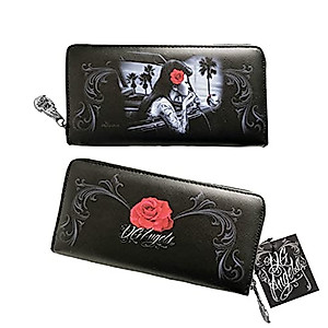 DGA Rockabilly Day of the Dead My Style Red Rose Womens Clutch Zippered Wallet
