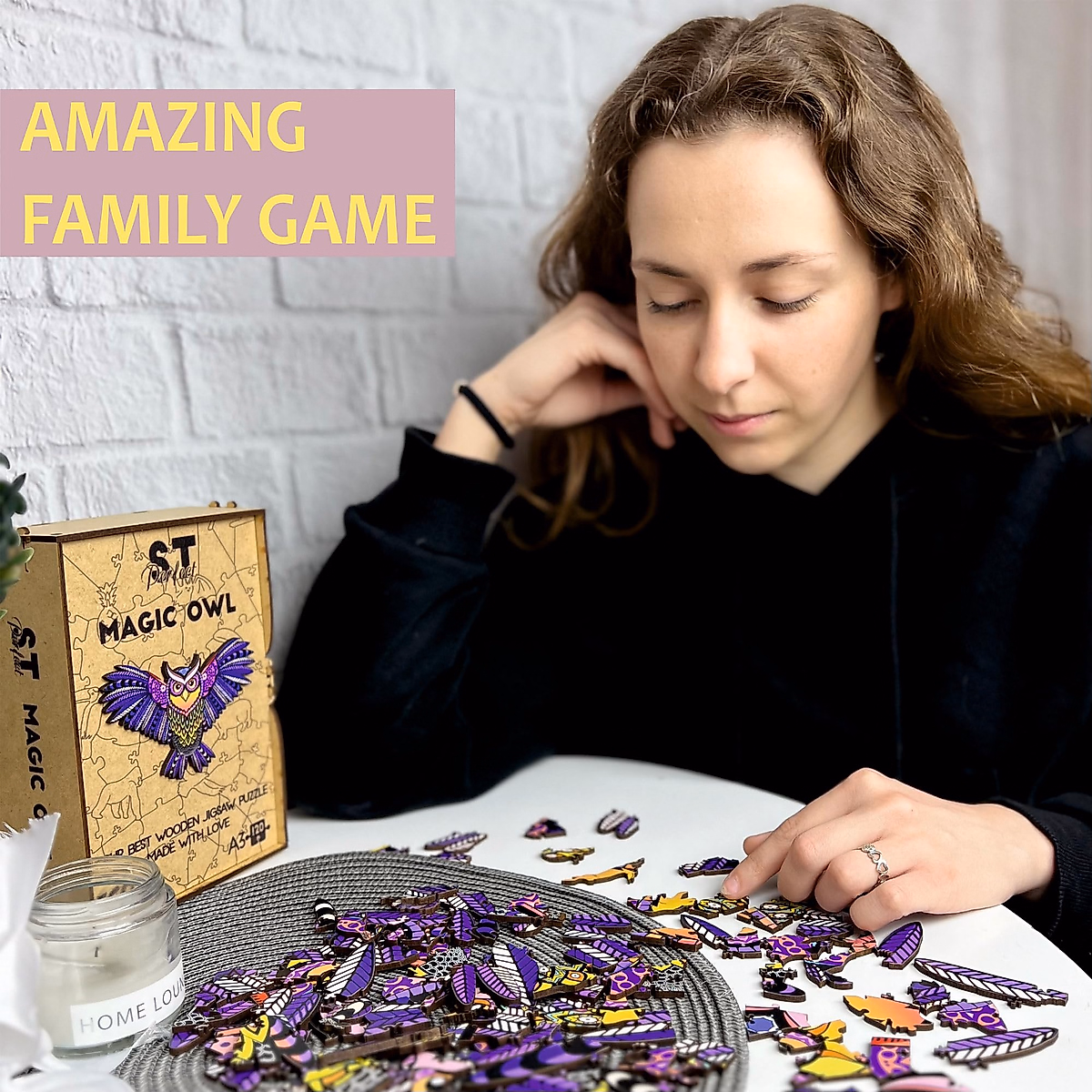 Large OWL Wooden Jigsaw Puzzle for Adults Animal Jigsaw Puzzle Best Gift for Her Him Birthday Christmas 5th Anniversary Family Game Educational Toy Owl Wood Wall Decor