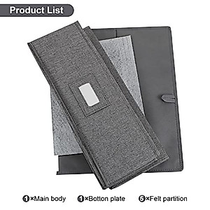 Platter Storage Case, China Storage Containers Hard Shell 17" x 13" x 6", 5 Felt Dividers Included, Structured Top and Stackable (Linen Grey)