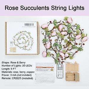 MIYA LIFE Easter Decorations Fairy String Lights | Battery Operated & Remote Controlled Bunny, Butterfly, Daisy and Rose Garland for Festive Spring Home Décor (Rose Garland)