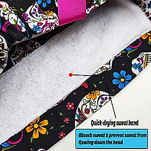 YUESUO 2 Pack Working Cap with Buttons and Sweatband,Cotton Working Hats with Adjustable Ponytail Pack Ribbon Tie Back Hats for Women & Men,Long Hair Head Covers Shower Caps (Q)