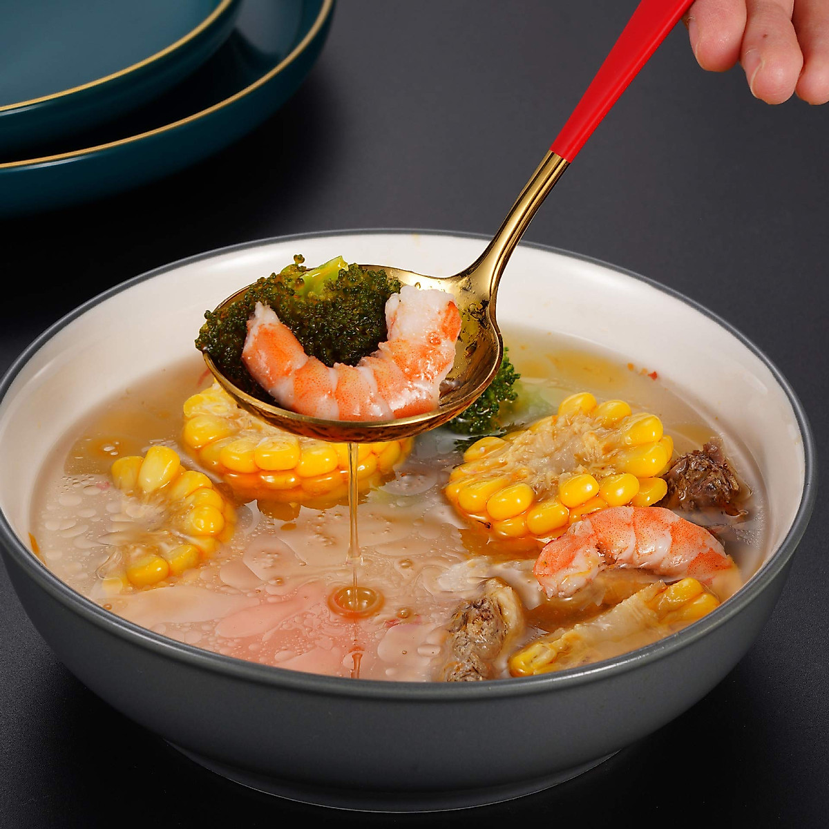 HOOYE 7.6'' Gravy Ladle Sauce Soup Spoon Heavy Duty 18/10 Stainless Steel for Small Dishes (2 pcs)