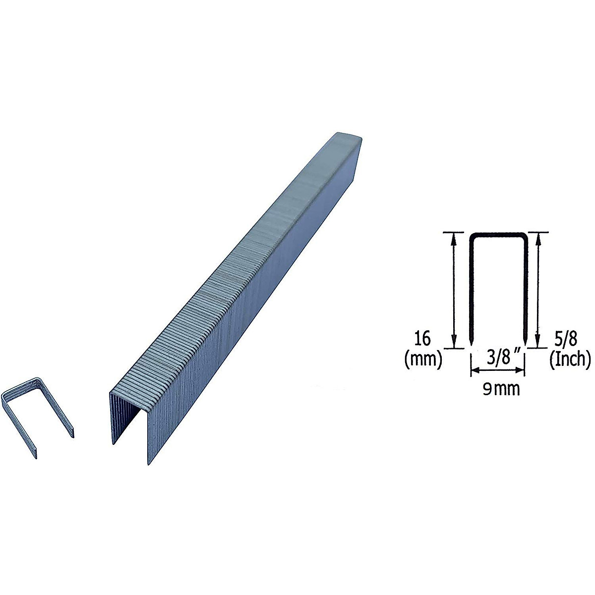 3PLUS 71/16 22 Gauge 3/8-Inch (9mm) Crown 5/8-Inch Leg Length Galvanized Fine Wire Staples, 10,000 per Box, 71 Series Staples