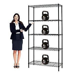 Wire Shelving Unit, 5 Shelf Metal Storage Rack NSF Certified Storage Rack 36" W x 14" D x 72" H 1250Lbs Capacity Garage Shelving Adjustable Heavy Duty Metal 5 Tier Metal Shelving Unit (Black)