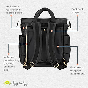 Itzy Ritzy Dream Convertible Diaper Bag Tote Backpack - Baby Diaper Bag with 14 Pockets, Changing Pad & More (Midnight Black)