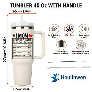 Heulinwen Mama Bear Tumbler with Handle 40oz – Funny Travel Mug for Wife, Bonus Mama, or New Mom – Gift From Daughter Son Husband – Mother's Day Christmas Birthday Surprise – Insulated Cup for Women