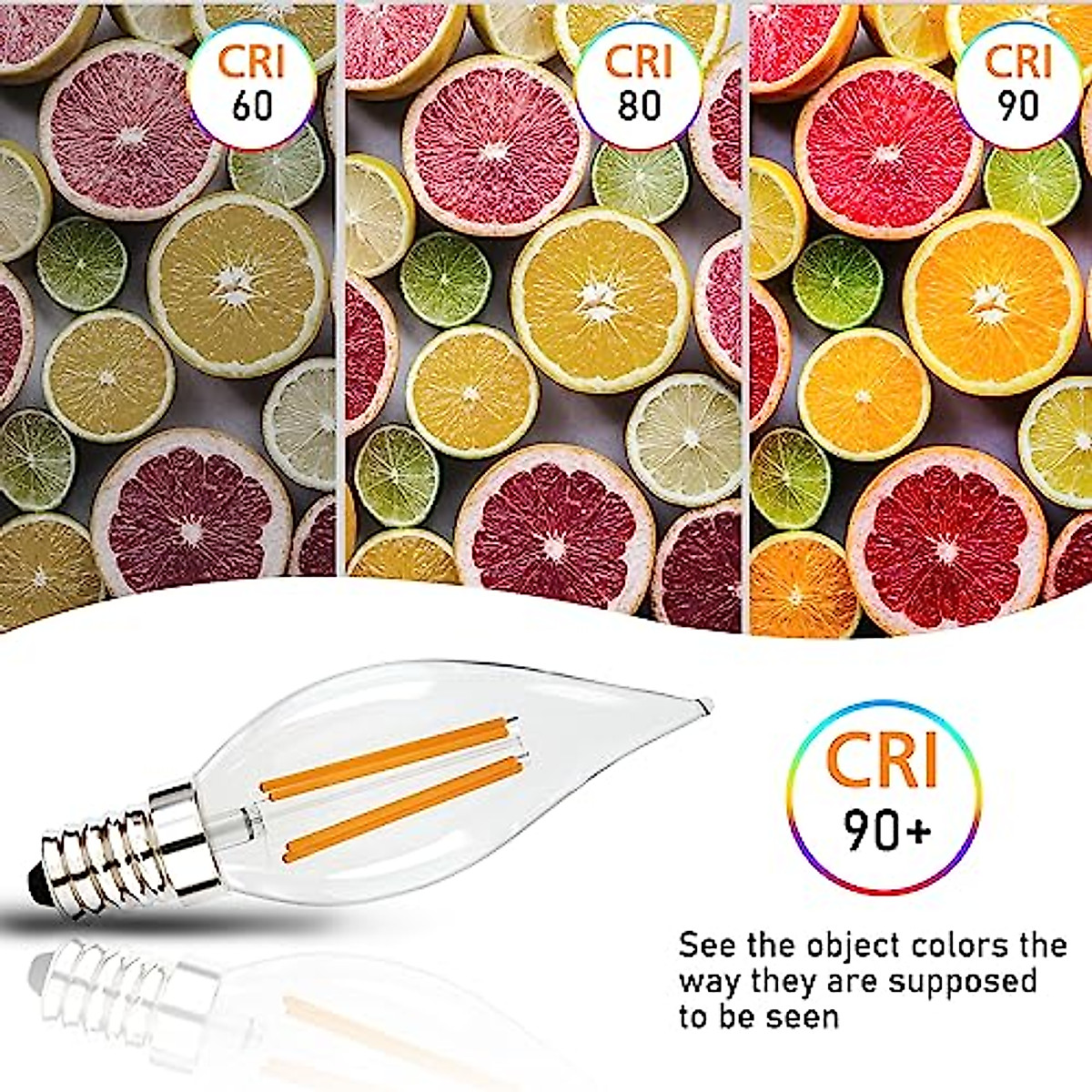 LONIUTO LED Light Bulbs 60 Watt Equivalent, Vintage LED Flame Tip Candelabra Bulb, E12 LED Bulb Dimmable 2700K Soft Warm White, E12 LED Bulb Clear Glass, for Chandeliers, Ceiling Fan, Pendant, 6 Pack