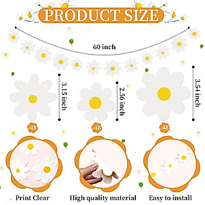 Henoyso 12 Packs Daisy Groovy Boho Party Banners, Daisy Garland Kit Daisy Hanging Swirl Daisy Paper Cutouts White Daisy Party Decorations for Home Classroom Shower Birthday Party Favor Supplies