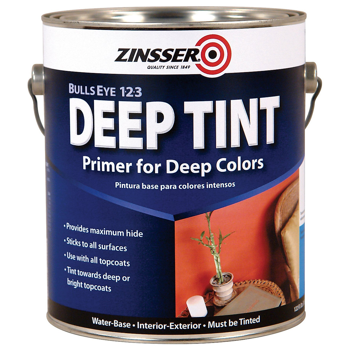 Zinsser Bulls Eye 1-2-3 Water Based Primer Sealer Interior/Exterior Glossy Deep Tint 1 Gl 6 Oz