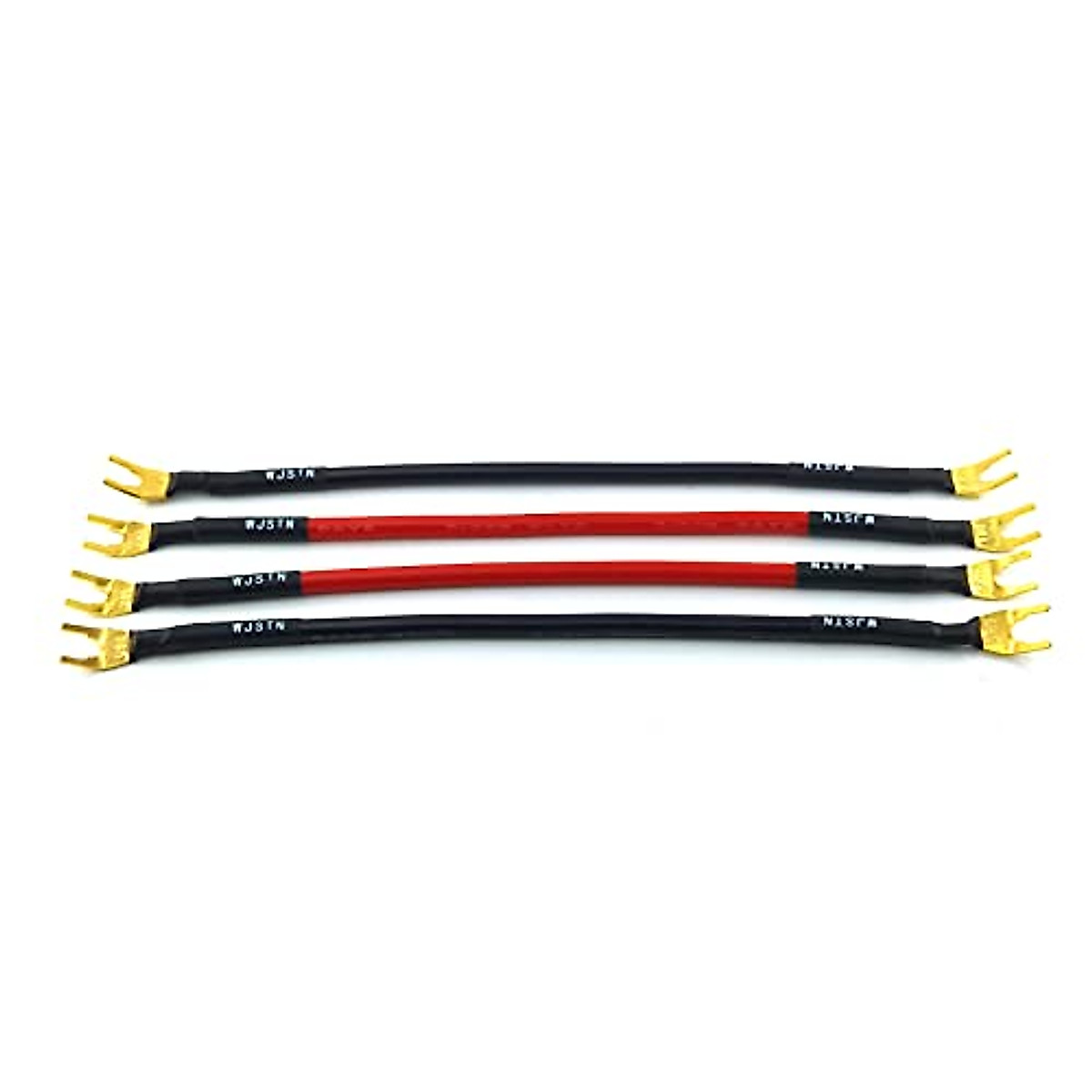 WJSTN 001 Fork Spade Plug to Spade Plug Speaker Jumper Cable，U-Shaped Y-Plug Terminal Jumper Cable, 4 Pack 8 in