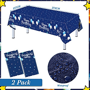 171 Pieces Happy Birthday Party Tableware Set Birthday Decoration Birthday Banner and Tablecloths Plates Cups Napkins Party Dinnerware for 24 Guests Party Supplies (Blue and Silver)