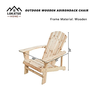 LOKATSE HOME Outdoor Wooden Adirondack Classic Fire Pit Chair for Deck Yard/Garden, Natural Wood