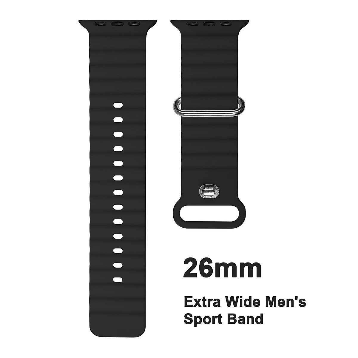 6 Pack Ocean Band Compatible with Apple Watch Band Ultra 49mm for Women Men, Silicone Adjustable Sport Band with Metal Buckle for Apple Watch iWatch Series Ultra Strap (Black/Midnight/White/Deep