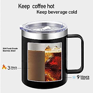 DRONEA Coffee Mug Stainless Steel Insulated Travel Mug with Handle Funny Gifts for Him Mens, Unique Gifts for Boyfriend, Husband on Mothers Day, Anniversary, Birthday (Black)
