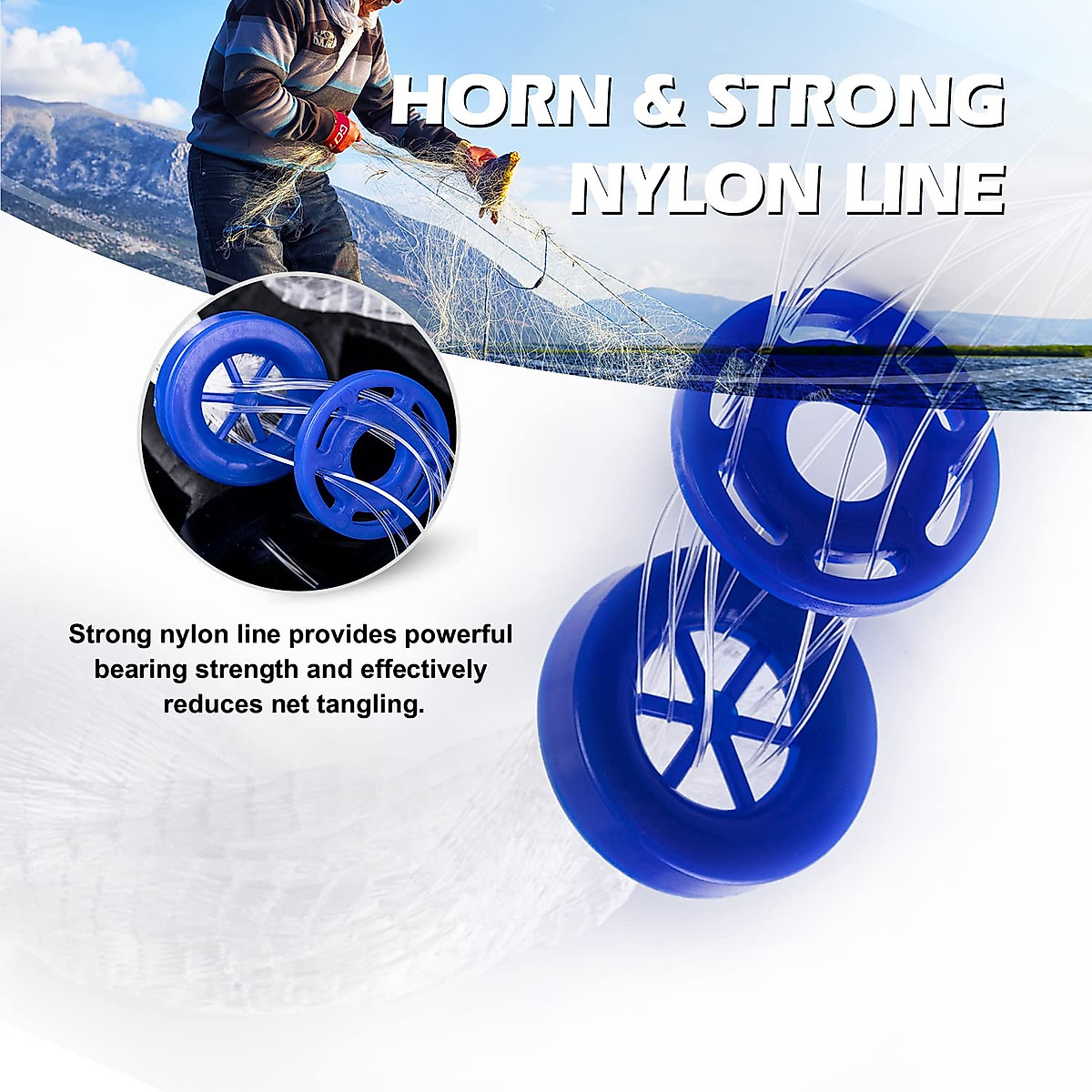 Goture American Fishing Cast Net,Casting Net Freshwater Saltwater for Bait Fish Shrimp Trap 3ft/4ft/6ft/7ft/8ft/10ft/12ft Radius 1/4 3/8inch Mesh Size,Throw Fishing Castnet with Needle Shuttle