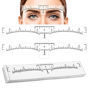 50 Pcs Eyebrow Ruler Stencils - Abeillo Disposable Brow Ruler Sticker, Microblading Eyebrow Template, Brow Measuring Shaper Tool, Eyebrow Mapping Makeup Tool