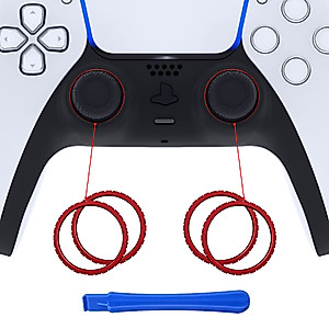 eXtremeRate Scarlet Red Glossy Replacement Accessories for PS5 Controller, Custom Accent Rings for PS5 Controller - Controller NOT Included