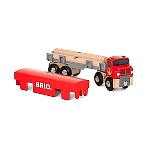 BRIO World 33657 - Lumber Truck - 6 Piece Wooden Toy Train for Kids Ages 3 and Up, Grey