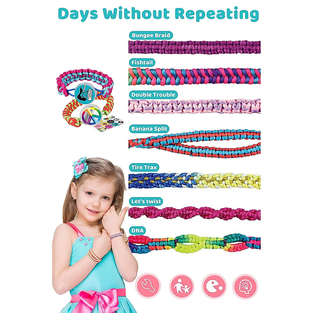 TOYTION Friendship Bracelet Kit for Teen Girls, DIY Charm Bracelet Loom Making Kits Toys for 6 7 8 9 10 11 12 Year Old Girls, Arts and Crafts Jewelry Maker Tools, multicolor, M, MBK-291