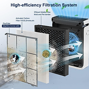 Vital 100S Replacement Filter Compatible with LEVOIT Vital 100S Air Purifier, 3-in-1 H13 True HEPA, High-Efficiency Activated Carbon Vital 100S-RF Filter, Replace Part, 2 Pack, White